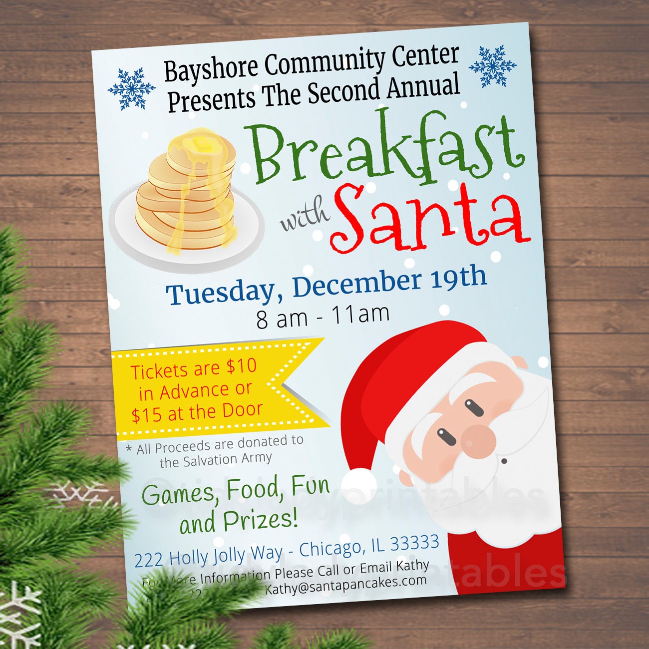 Editable Breakfast With Santa Flyer & Tickets (printable) - Etsy