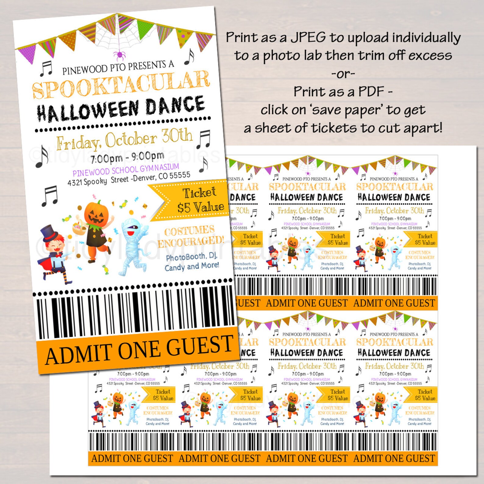 EDITABLE Halloween School Dance Set School Dance Flyer Party - Etsy