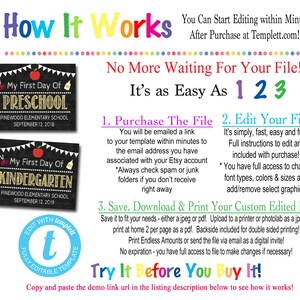 EDITABLE Template Back to School Set First Day Last Day | Etsy