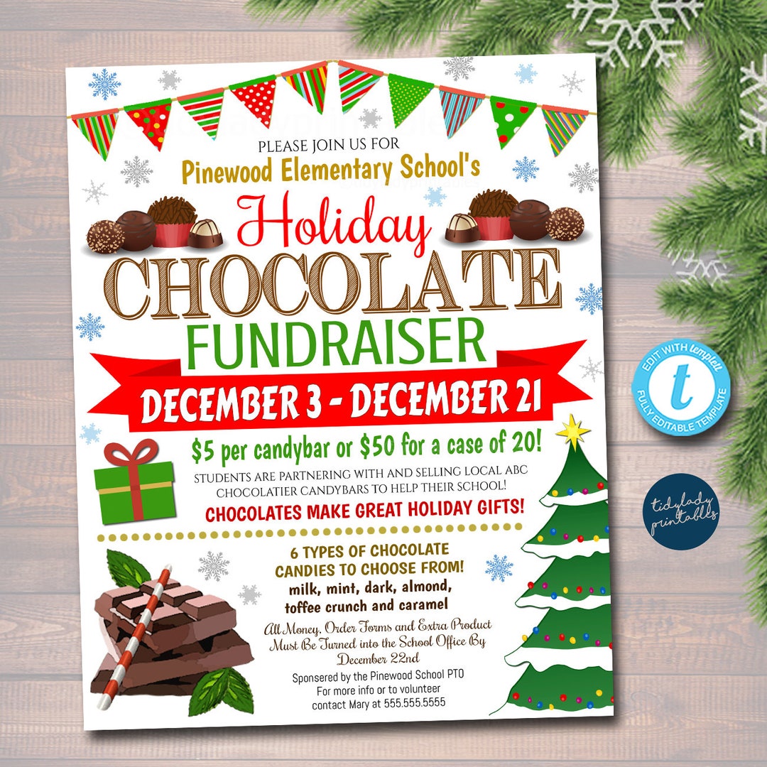Christmas Chocolate Candy Fundraiser Flyer, Printable Holiday Invite ...