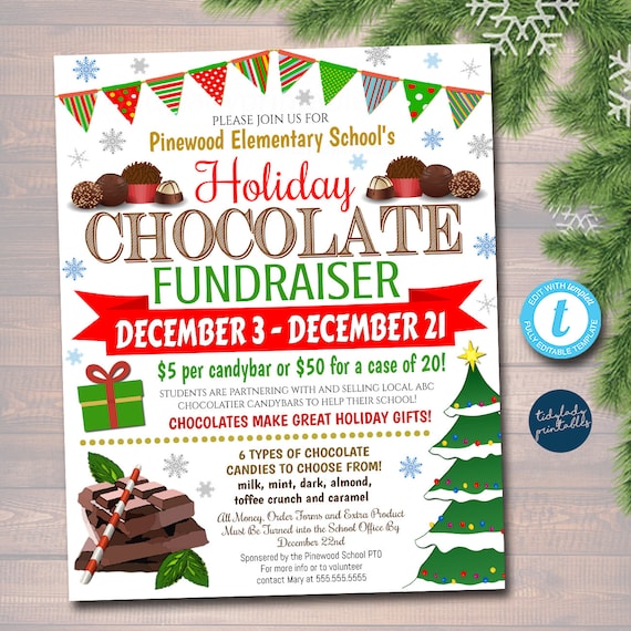 Christmas Chocolate Candy Fundraiser Flyer, Printable Holiday Invite ...