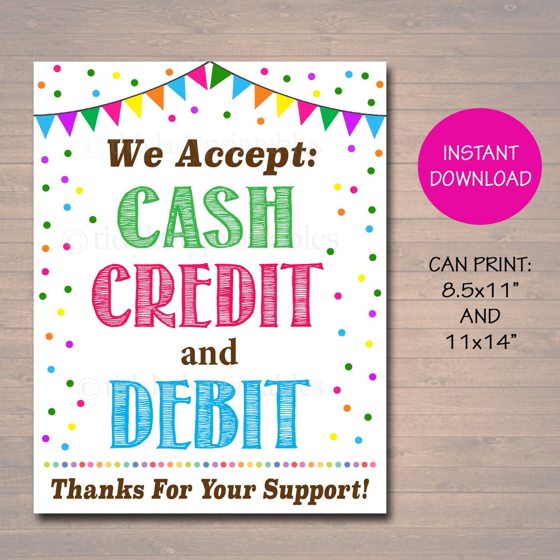 PRINTABLE Credit Card Sign Fundraising Booth Bake Sale | Etsy
