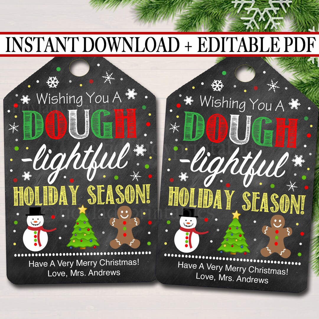Christmas Gift Tags, Hope Your Holiday is Dough-lightful, Printable ...