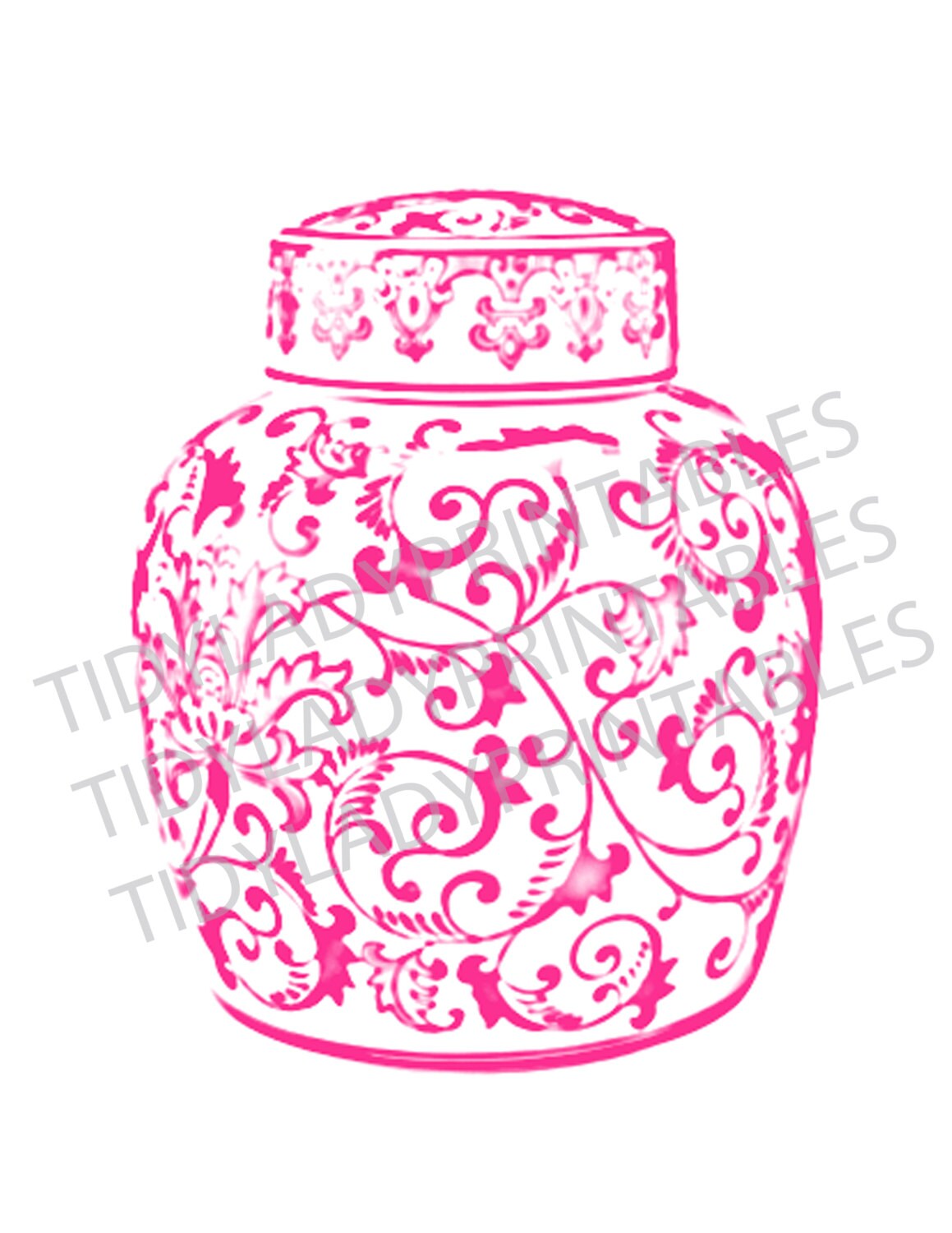 Pink Ginger Jar Digital Art Prints INSTANT DOWNLOAD Pink and - Etsy
