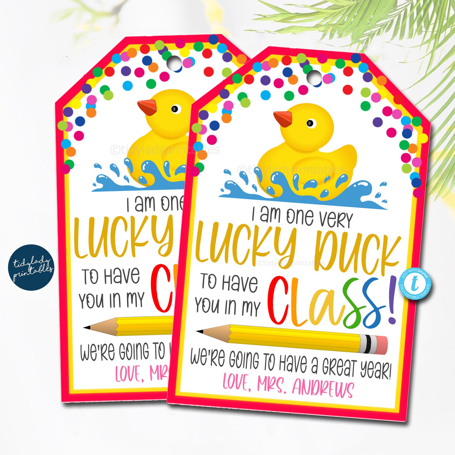 Lucky Duck Back to School Gift Tag: Editable Printable (2.75x4") - Etsy