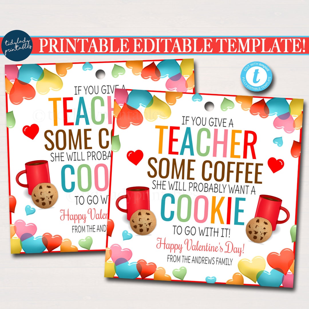 Teacher Valentine's Day Favor Tags, Appreciation Labels Printable Thank ...