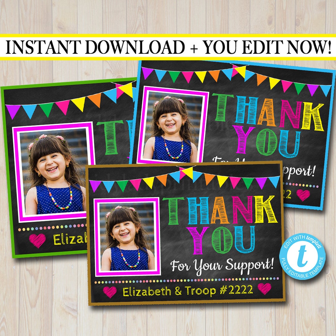 EDITABLE Photo Thank You Note, INSTANT DOWNLOAD Printable Thank You ...