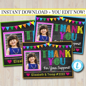 EDITABLE Photo Thank You Note, INSTANT DOWNLOAD Printable Thank You ...