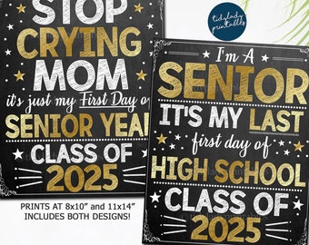 INSTANT DOWNLOAD First Day of Senior Year Sign First Day of 12th Grade ...