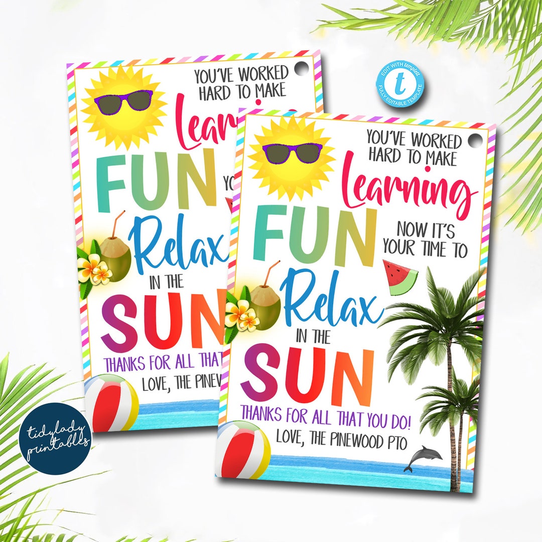 EDITABLE School's Out Summer is Here Teacher Thank You Tags, Teacher ...