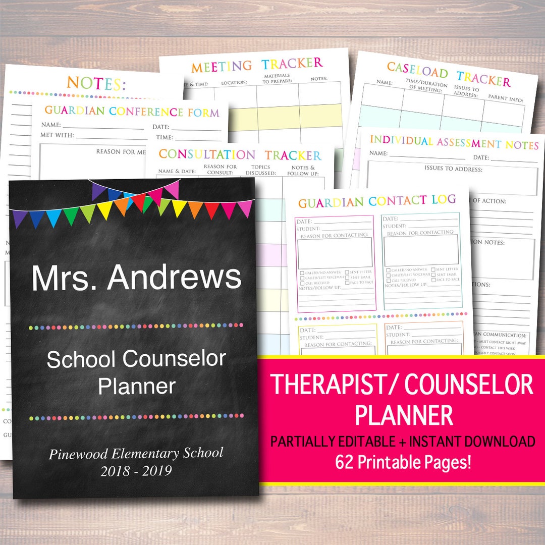 Printable Counselor Planner: Editable School Psychologist Planner ...