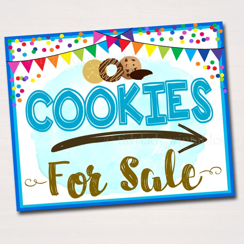Cookie Booth Arrow Sign: Printable Fundraiser Poster (instant Download ...