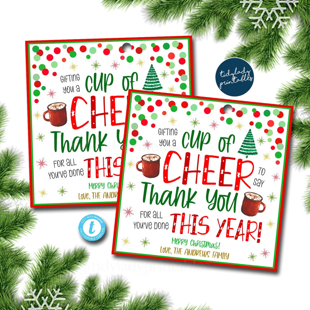 Christmas Gift Tags, Gifting You A Cup of Cheer for All You've Done ...