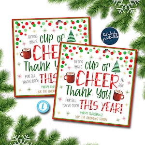 Christmas Gift Tags, Gifting You A Cup of Cheer for All You've Done ...