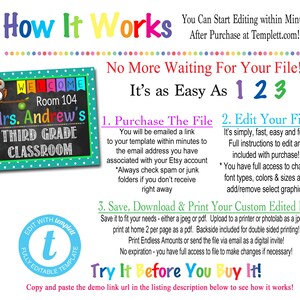 EDITABLE Printable Teacher Classroom Door Sign, Owl Classroom Decor ...