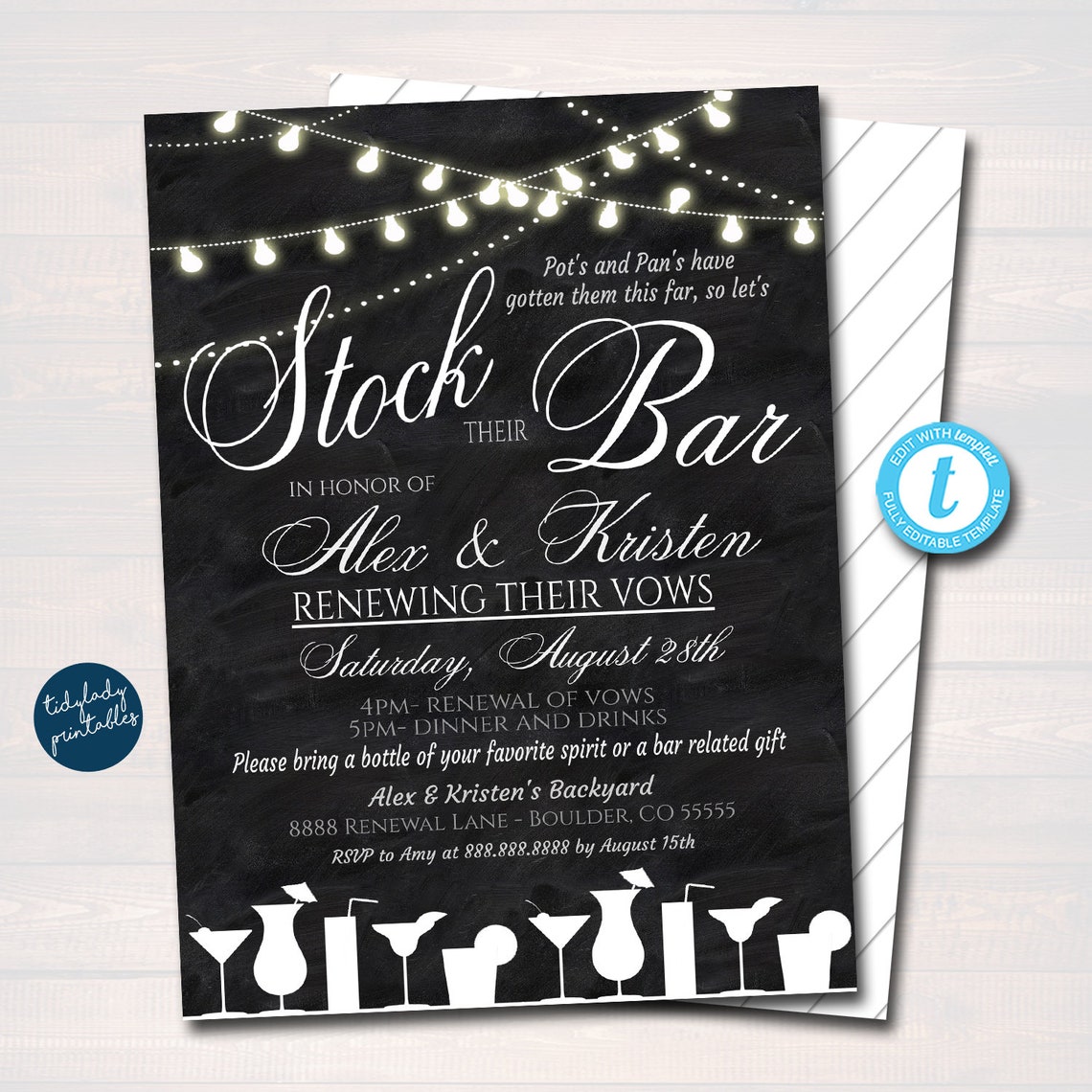 EDITABLE Stock the Bar Party Invitation Wedding Rehearsal | Etsy