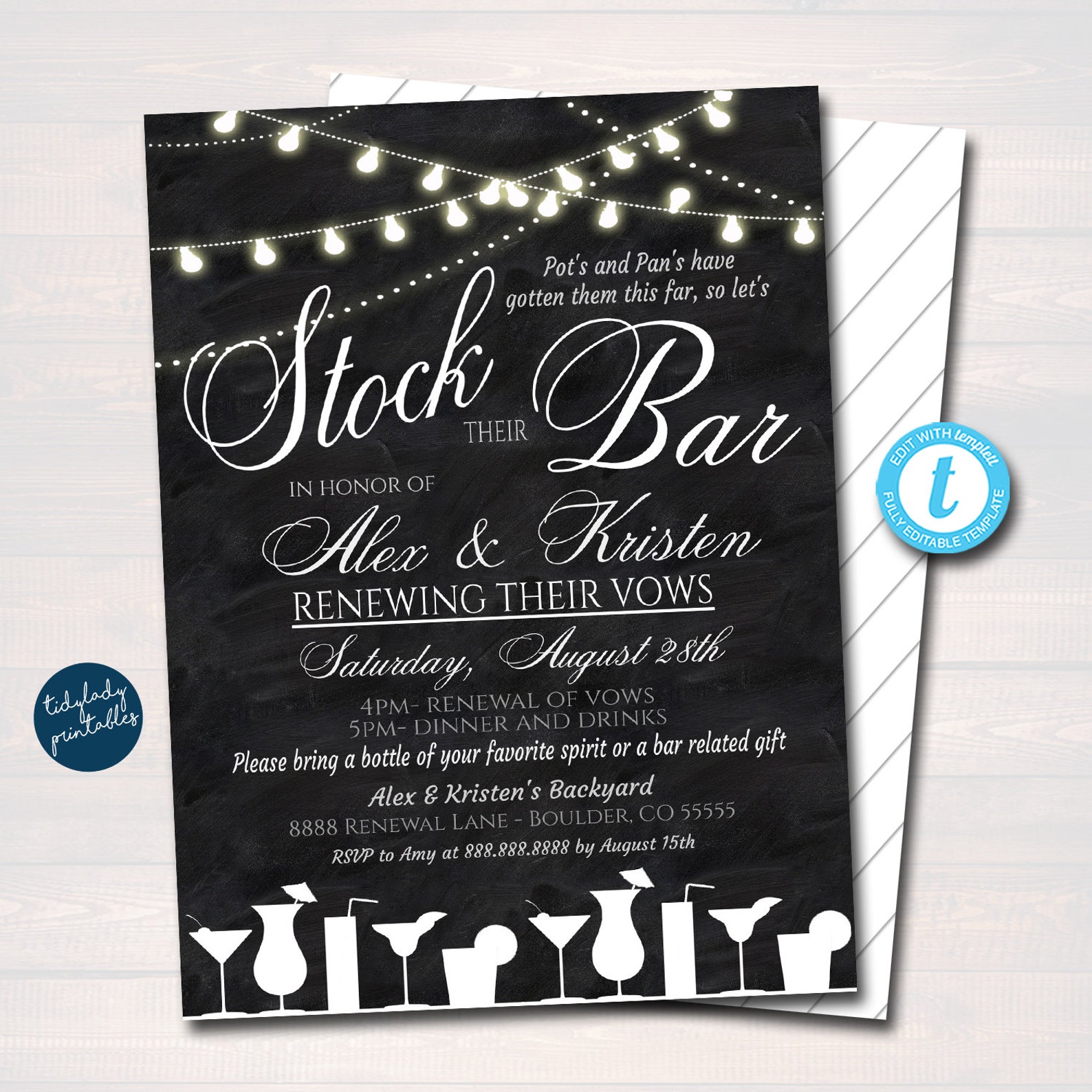 EDITABLE Stock the Bar Party Invitation Wedding Rehearsal | Etsy