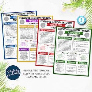 Editable PTO PTA Newsletter Template: School Fundraiser Flyer ...