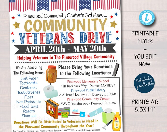 Military Fundraiser Flyer School Fundraiser Veteran Charity Benefit ...