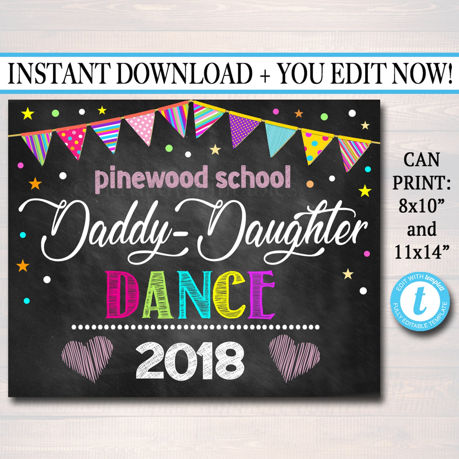 EDITABLE Daddy Daughter Dance Photo Prop Sign Printable - Etsy