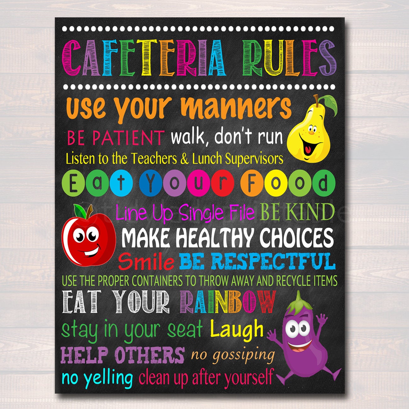 School Cafeteria Rules Poster PRINTABLE INSTANT DOWNLOAD - Etsy UK