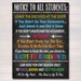 Classroom Rules Poster: Notice to Students, No Excuses (digital ...