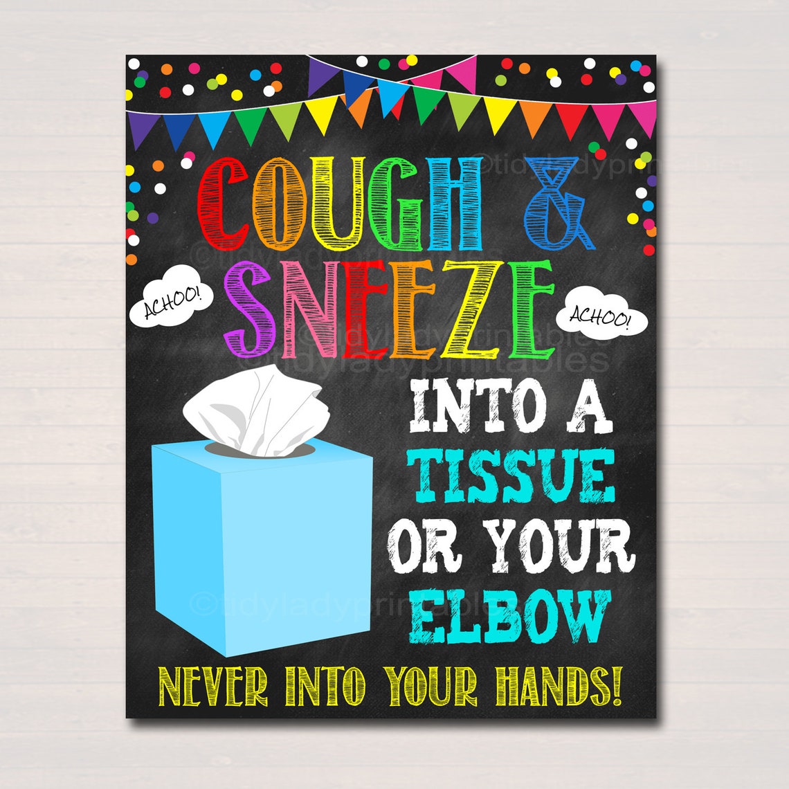 Cough and Sneeze Health Poster: School Classroom Sign (instant Download ...