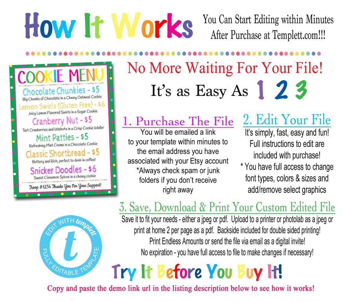 EDITABLE Cookie Booth Sign Digital File Troop Leader Cookie | Etsy