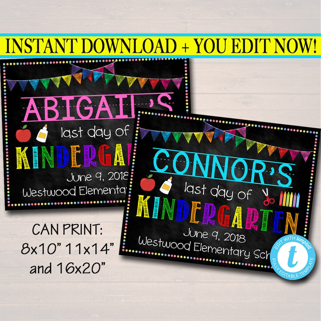 Editable Last Day of School Photo Prop: Chalkboard Graduation Decor ...