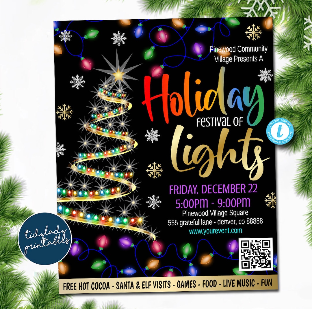 Editable Holiday Lights Flyer: Christmas Event Poster (8.5x11) - Etsy
