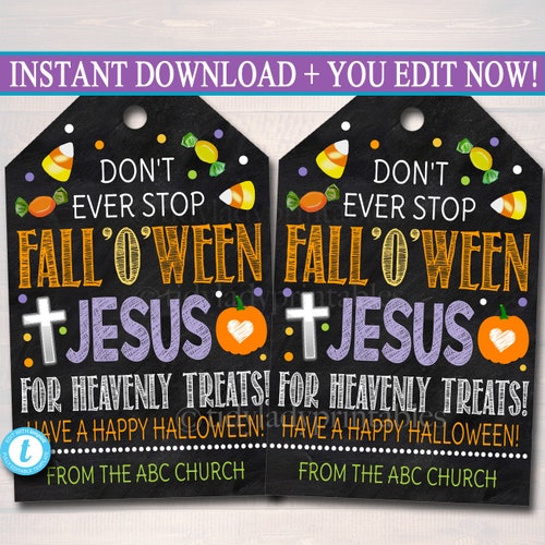 Halloween Religious Gift Tag Never Stop Fall-o-ween Jesus - Etsy