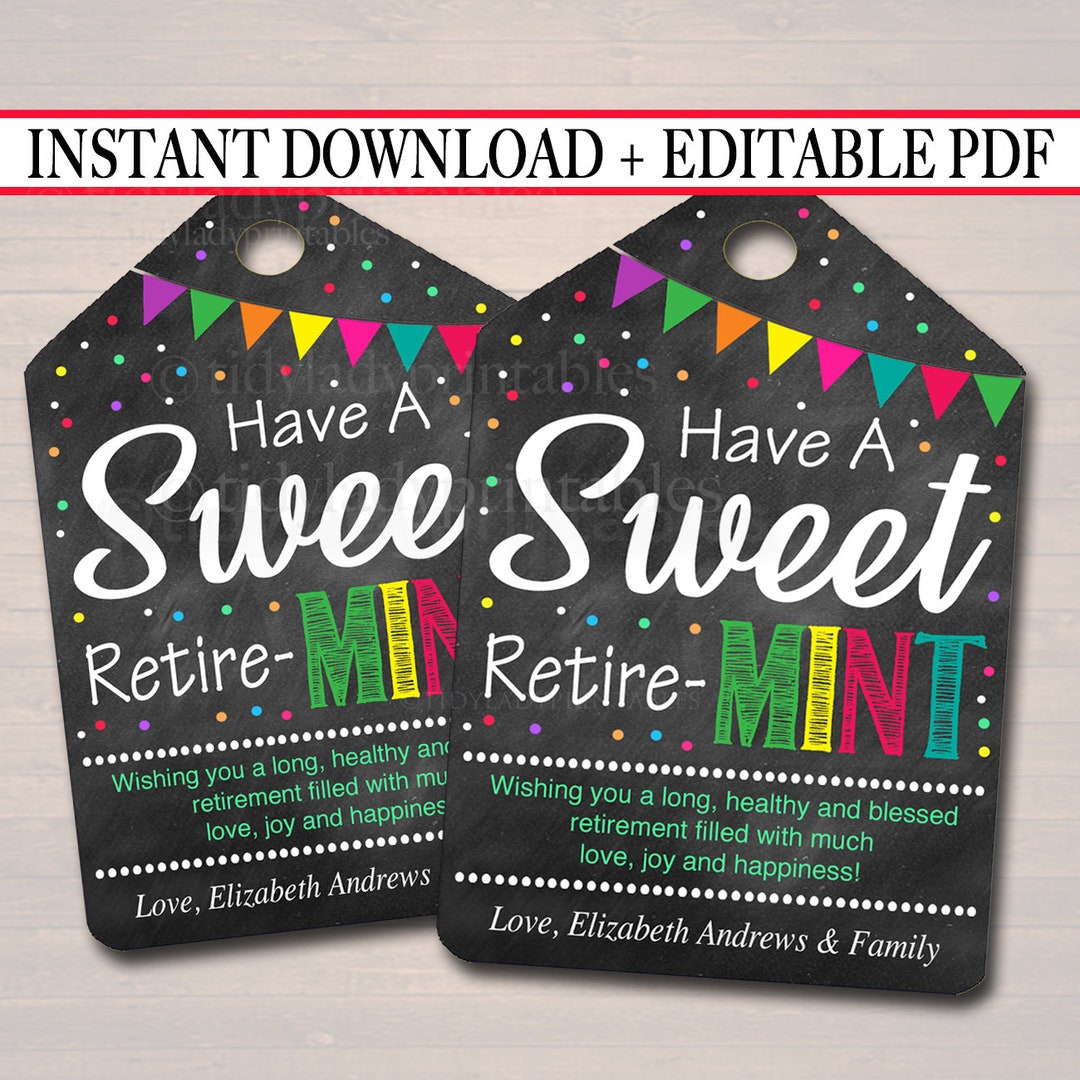 Printable Retirement Mint Favor Tags: Editable Party Decor (PDF) - Etsy