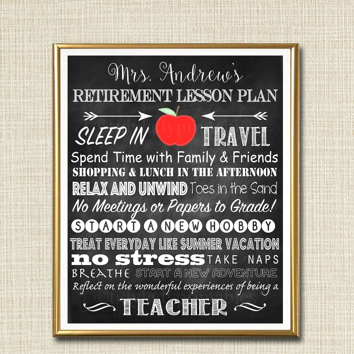 EDITABLE Teacher Retirement Gift Chalkboard Printable Teacher - Etsy Canada