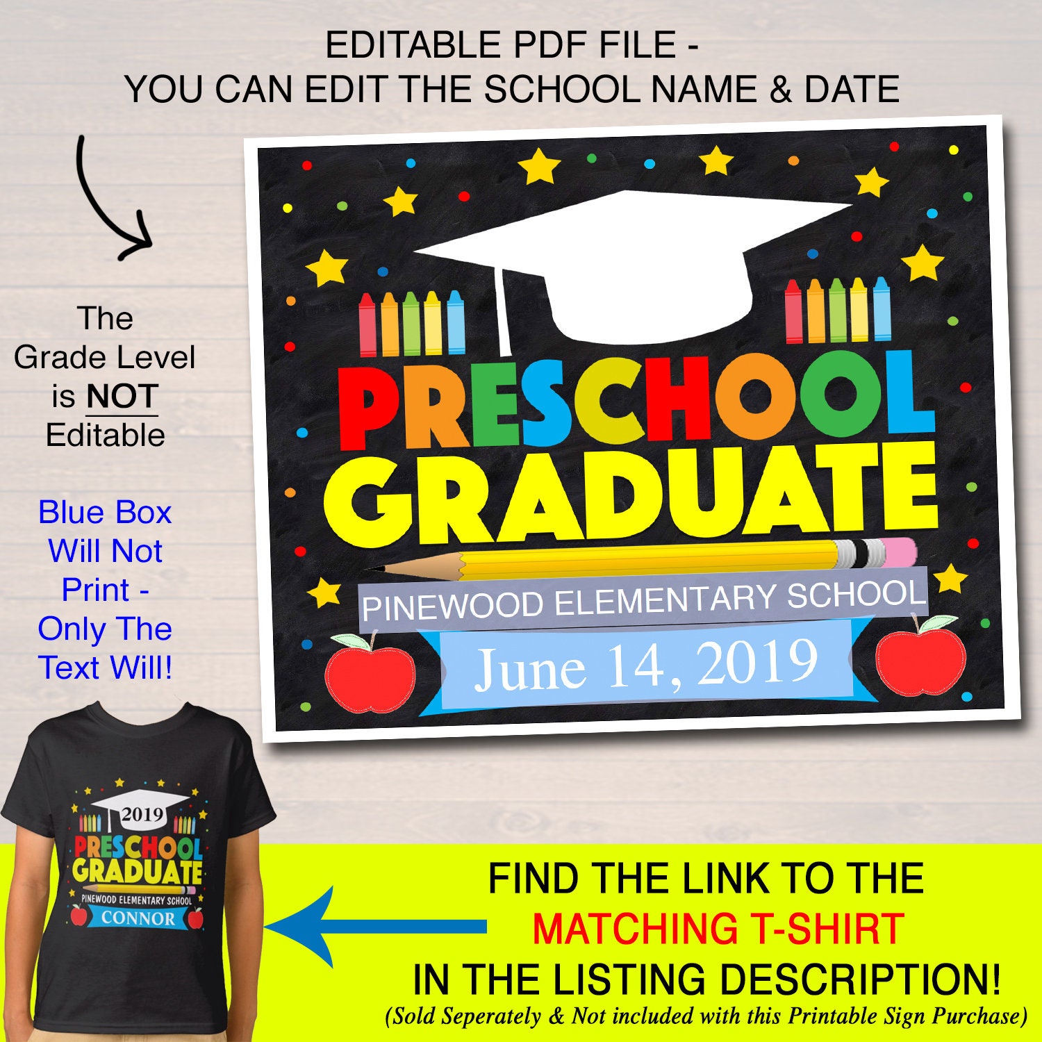 EDITABLE DATE Preschool Graduation Photo Prop, Last Day End of School ...