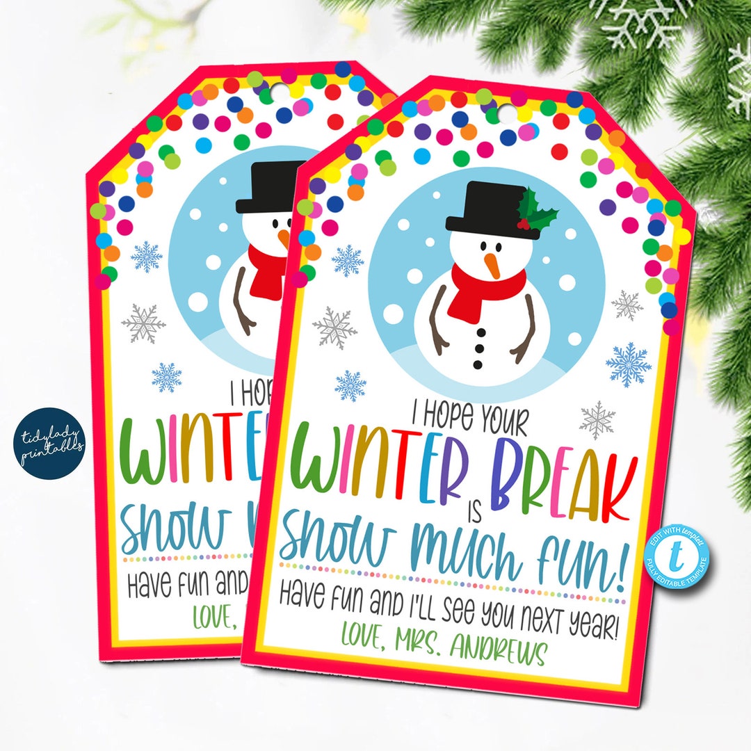 Hope Your Winter Break is Snow Much Fun Tag From Teacher Holiday Gift ...