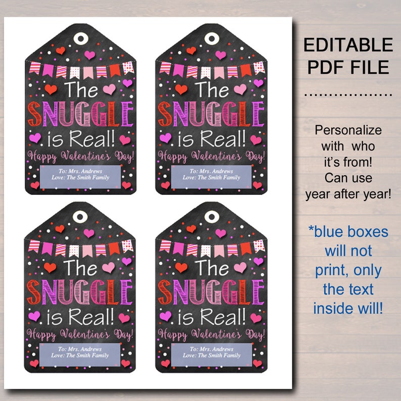 EDITABLE the Snuggle is Real Valentine's Day Gift Tags, Office Staff ...