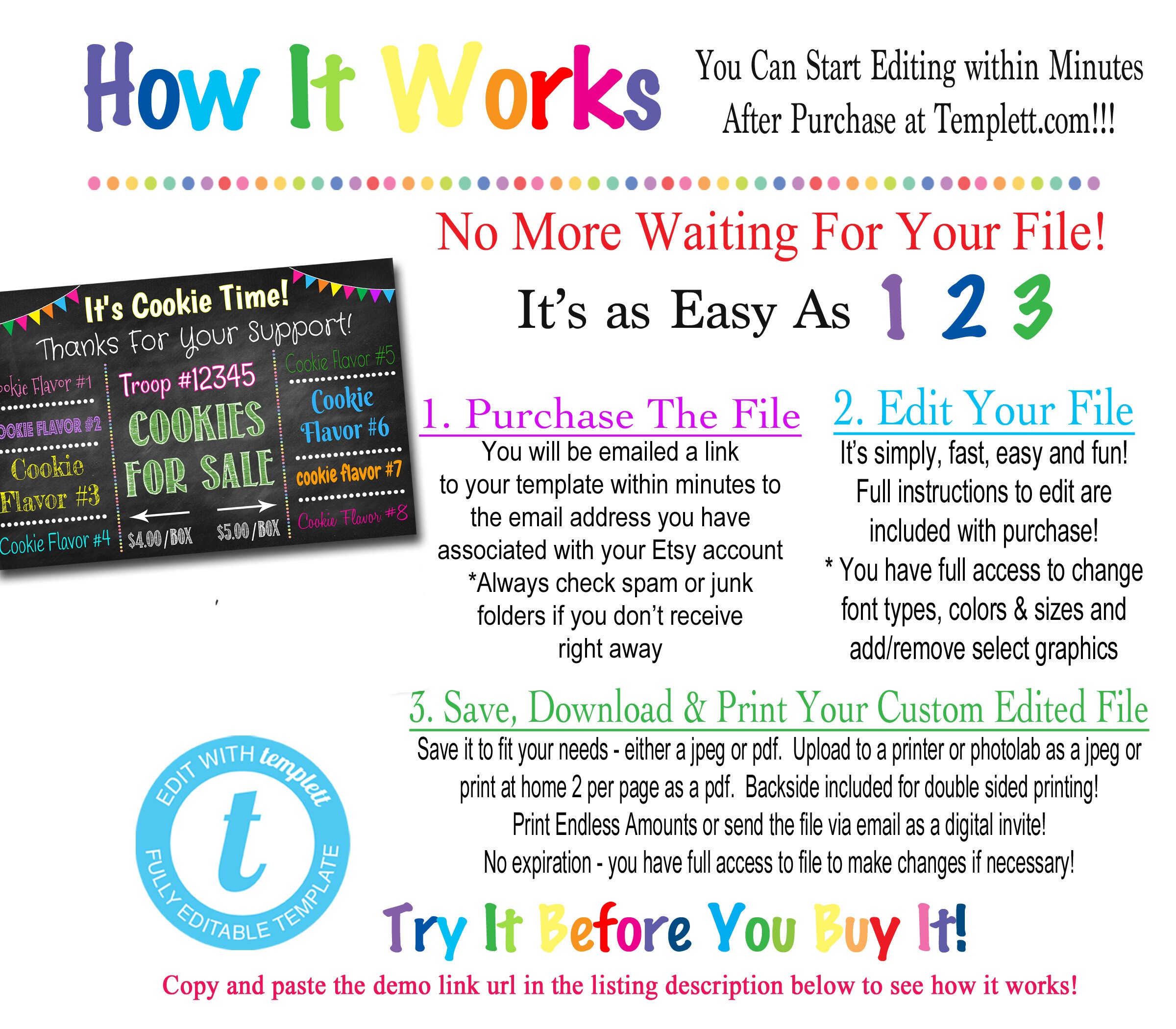 EDITABLE Cookie Booth Sign Digital File Troop Leader Cookie | Etsy