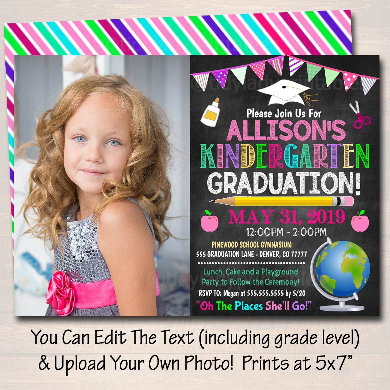 Editable Graduation Invitation Chalkboard Printable - Etsy