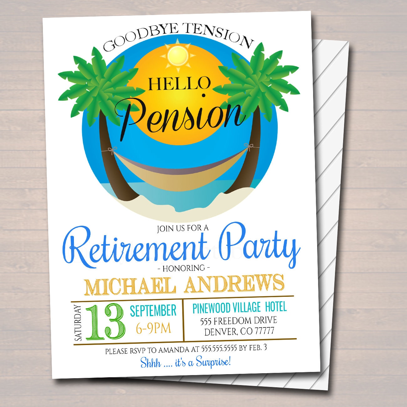 Tropical Beach Retirement Invitation Printable Teacher - Etsy