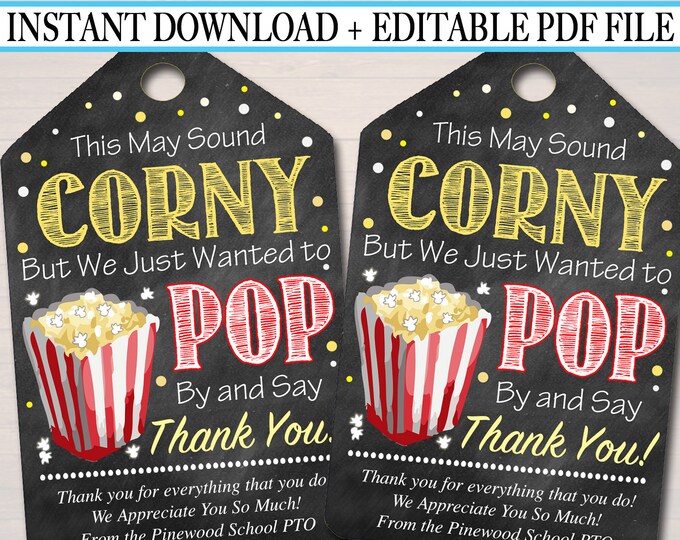 Printable Poppin by to Say Thank You Popcorn Appreciation Fall ...