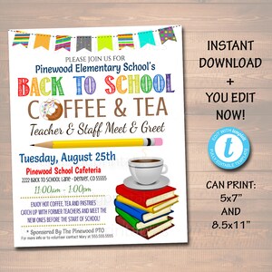 EDITABLE Teacher Staff Meet and Greet Breakfast Social, Printable PTA ...
