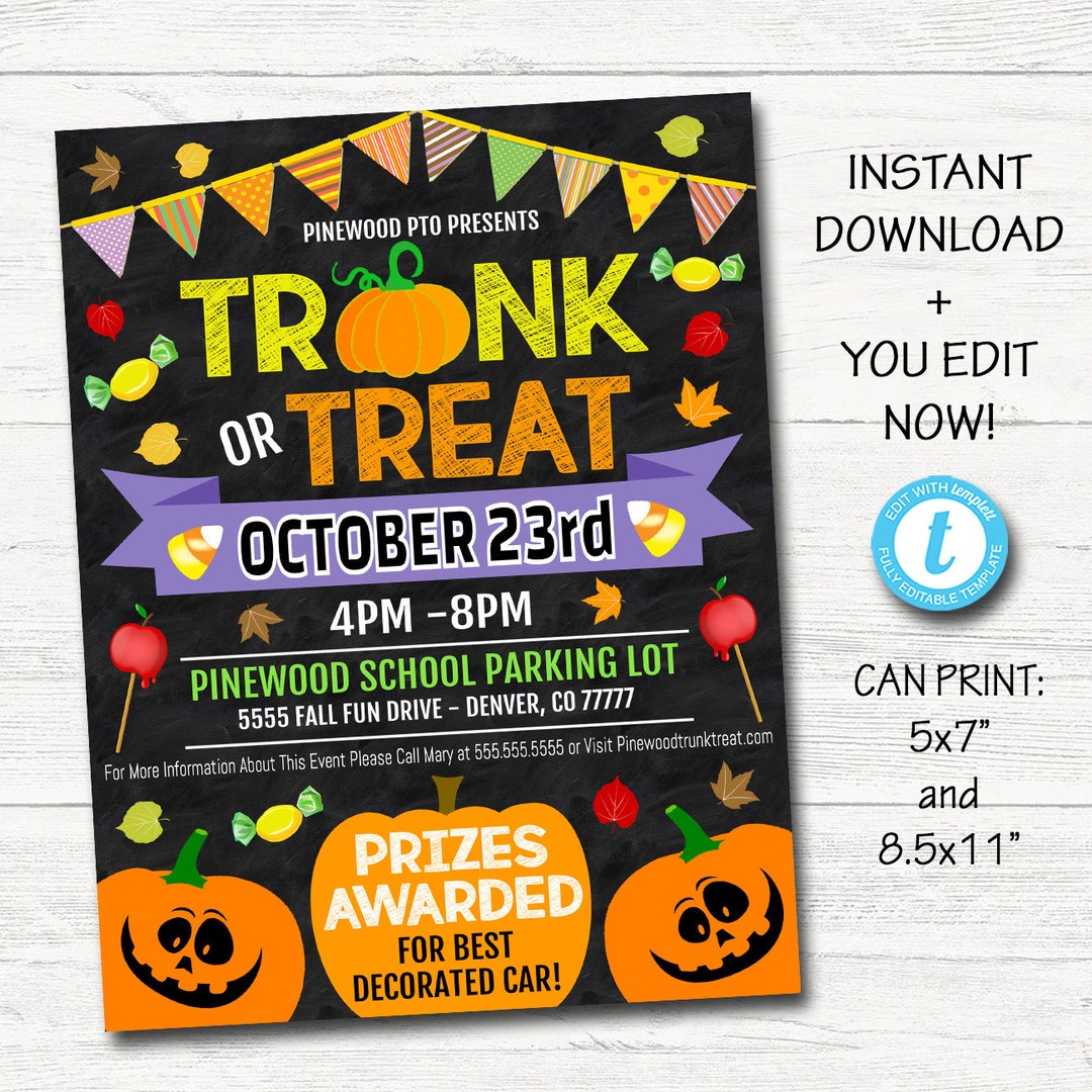 EDITABLE Trunk or Treat Flyer/invitation Printable Halloween Invitation ...