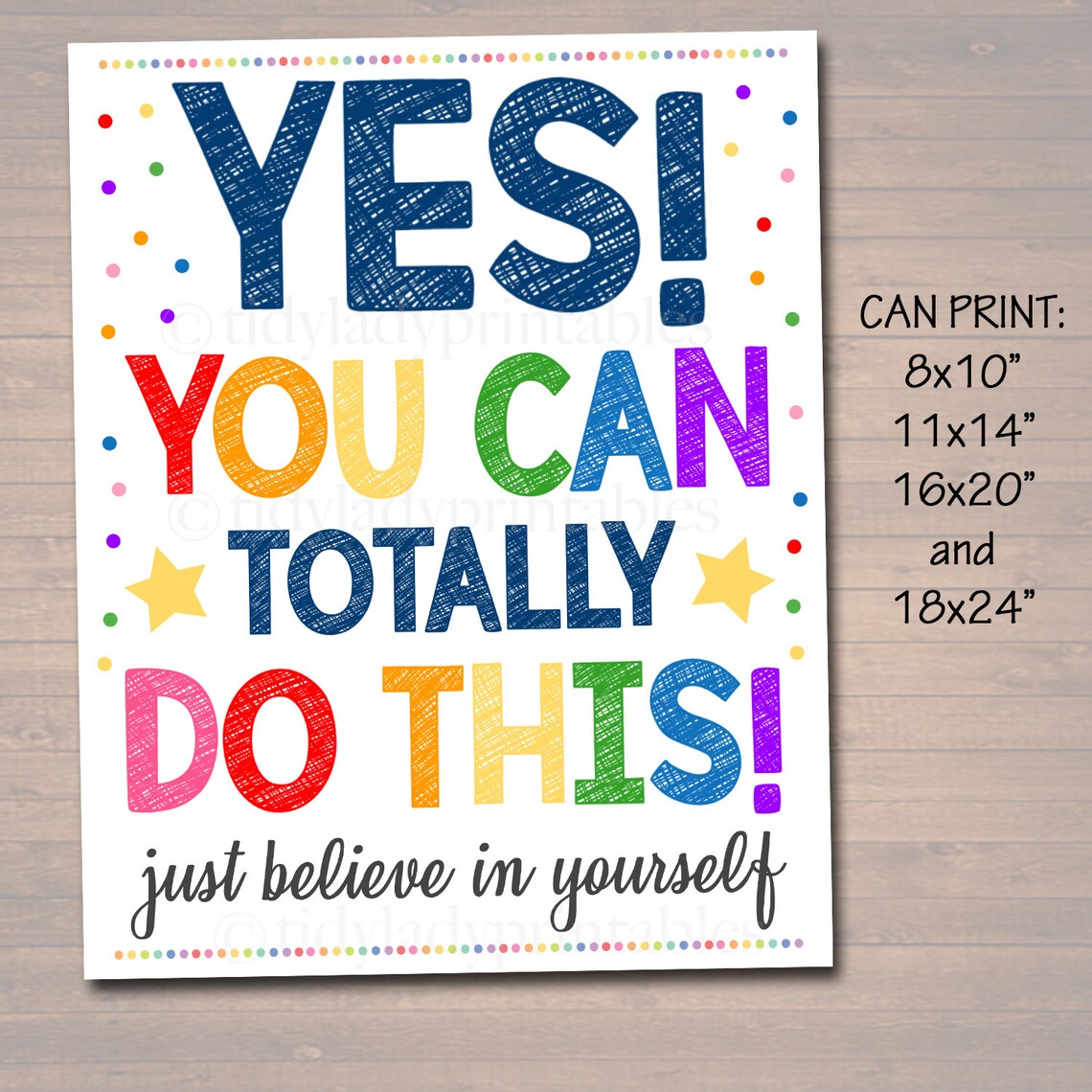 Inspirational Classroom Poster: Yes You Can! (digital Download) - Etsy