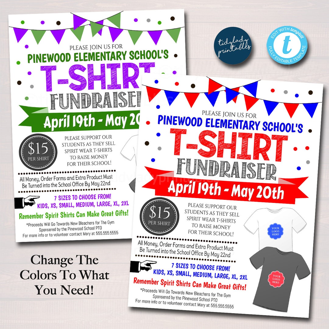 T-shirt Fundraiser Flyer: School Spirit Wear, Editable Template ...