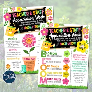 Floral Teacher Appreciation Week Itinerary - Editable Newsletter ...