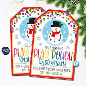 Make Your Own Play Dough Snowman Tree Gift Tags, Printable Classroom ...