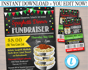 EDITABLE Pizza Dinner Fundraiser Flyer Ticket Set Pto Pta | Etsy