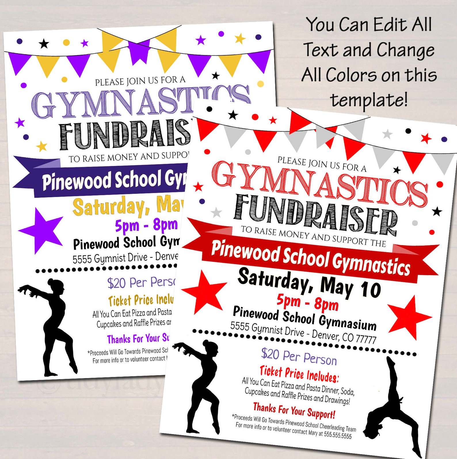 Editable Gymnastics Fundraiser Flyer: School Team Event (digital ...