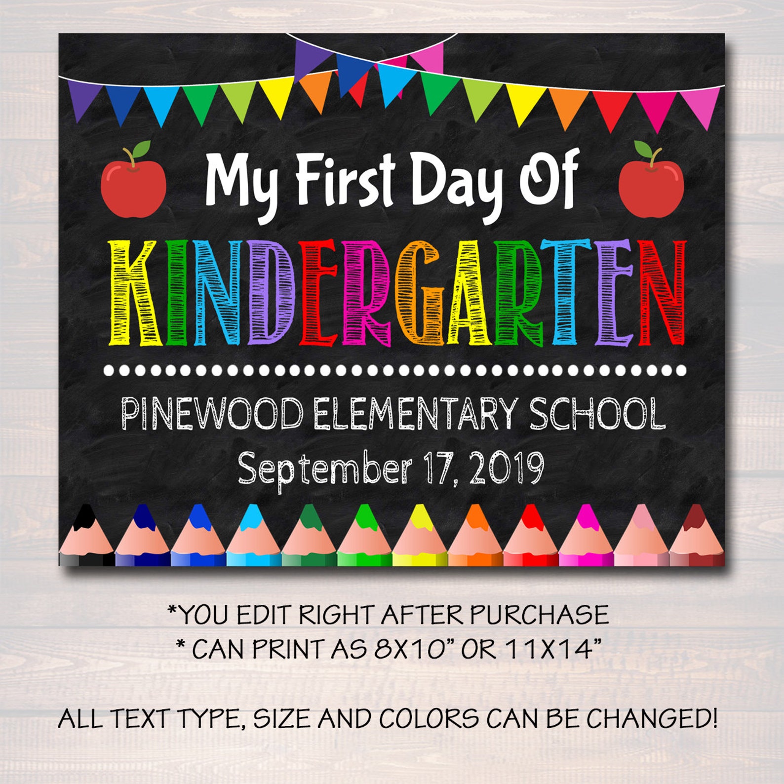 EDITABLE Template Back to School Set First Day Last Day - Etsy