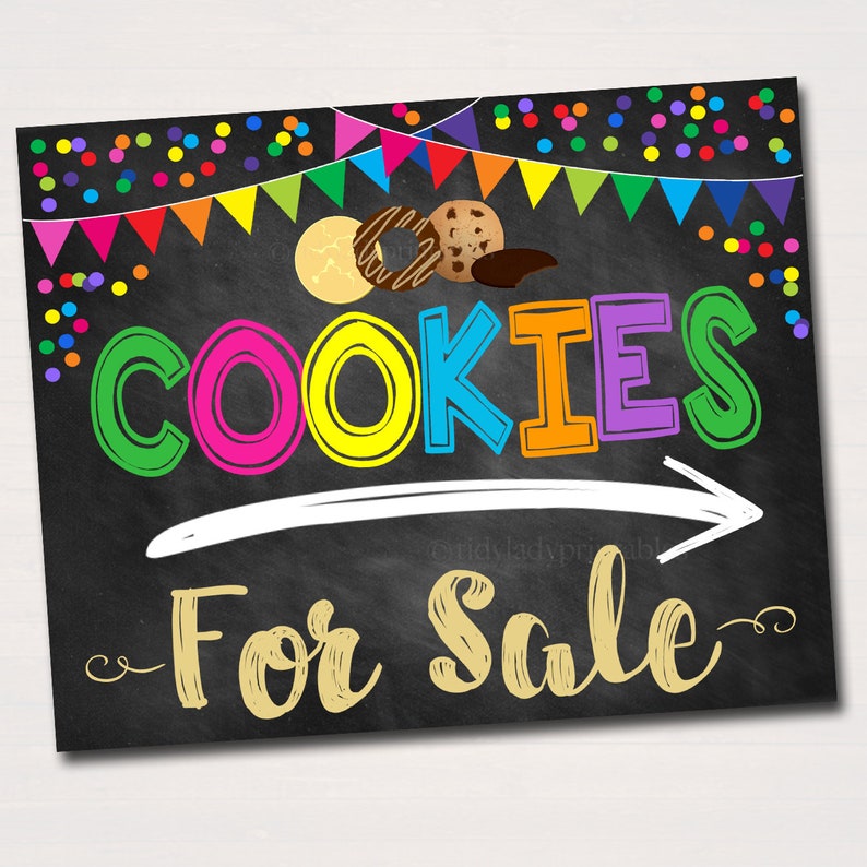 Cookie Booth Arrow Sign: Printable Fundraiser Poster (instant Download ...